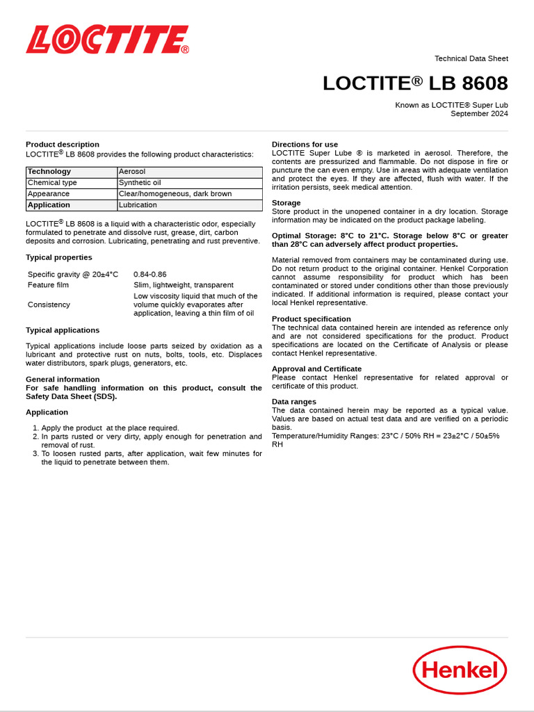 Loctite LB 8608 en GL - PDF 2025 | PDF | Legal Liability | Lubricant
