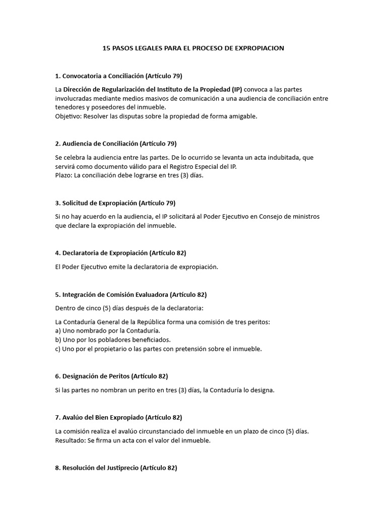 15 Pasos para Una Expropiacion | PDF | Dominio eminente