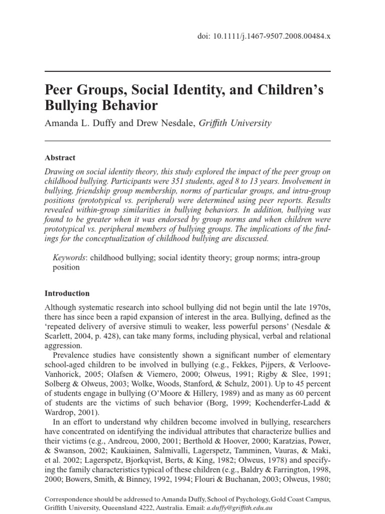 Children's Bullying Behavior | PDF | Social Group | Bullying