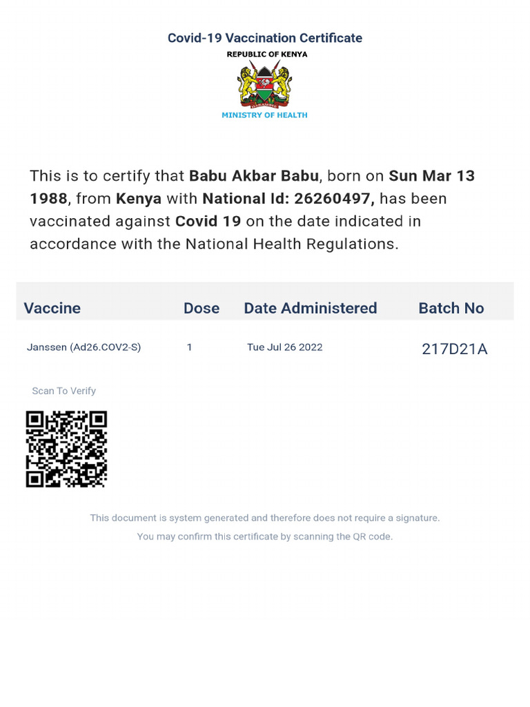 Vaccination Certificate | PDF