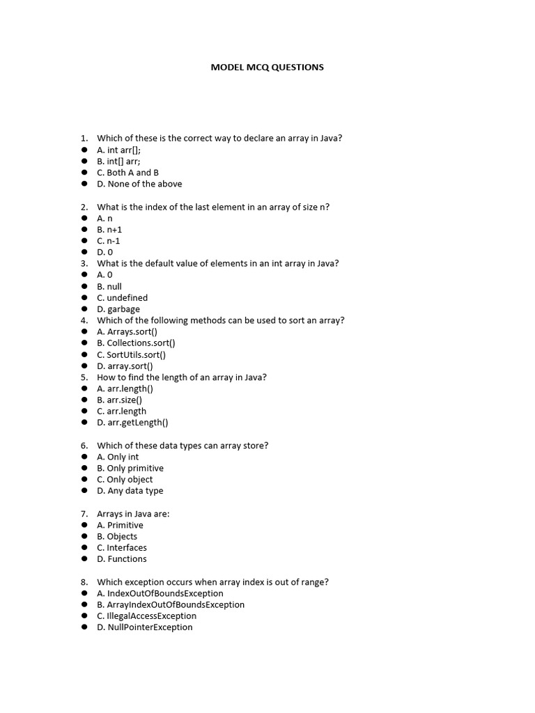 MODEL MCQ QUESTIONS - IIIrd Year | PDF | Method (Computer Programming) | Integer (Computer Science)