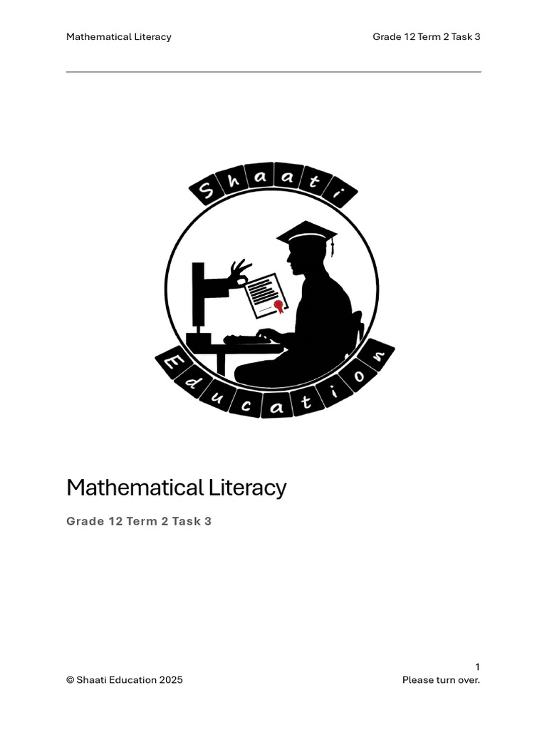 Mathematical Literacy Grade 12 Term 2 Task 3 | PDF | Interest | Area