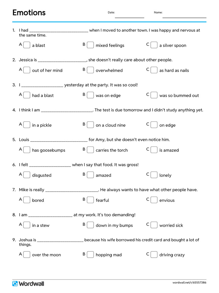 Emotions Quiz | PDF