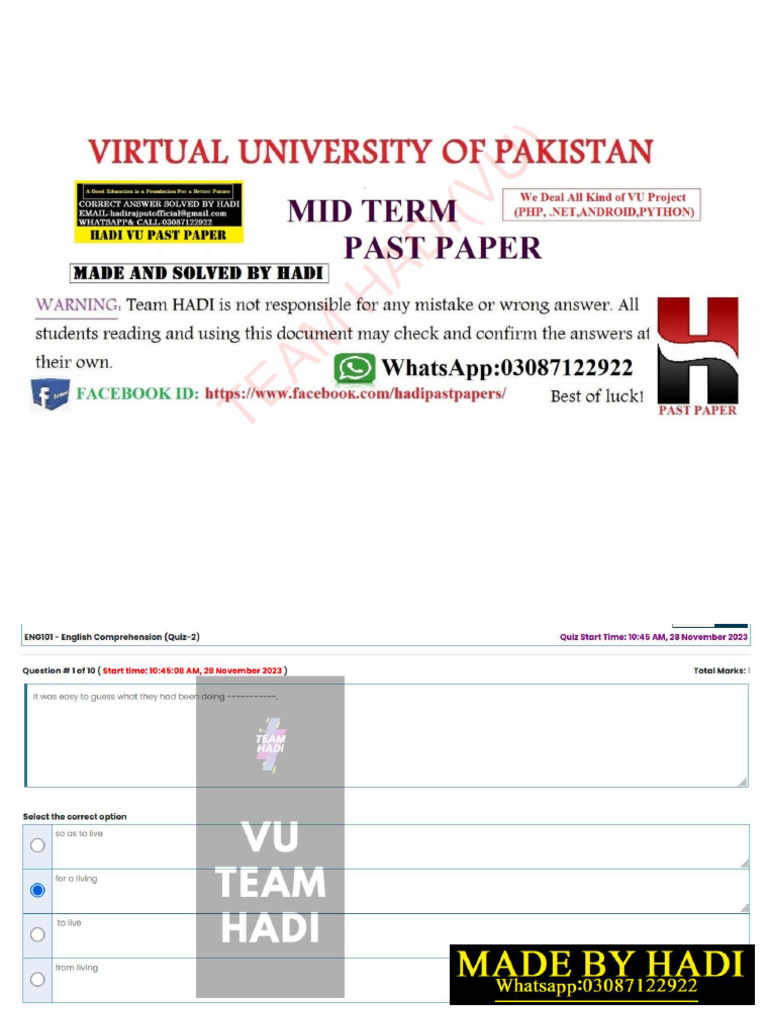 Eng101 Midterm File 3 Solved by Team Hadi | PDF