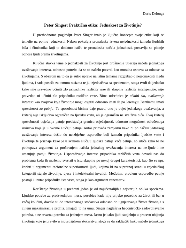 Delonga, Doris (2024) Jednakost Za Životinje | PDF