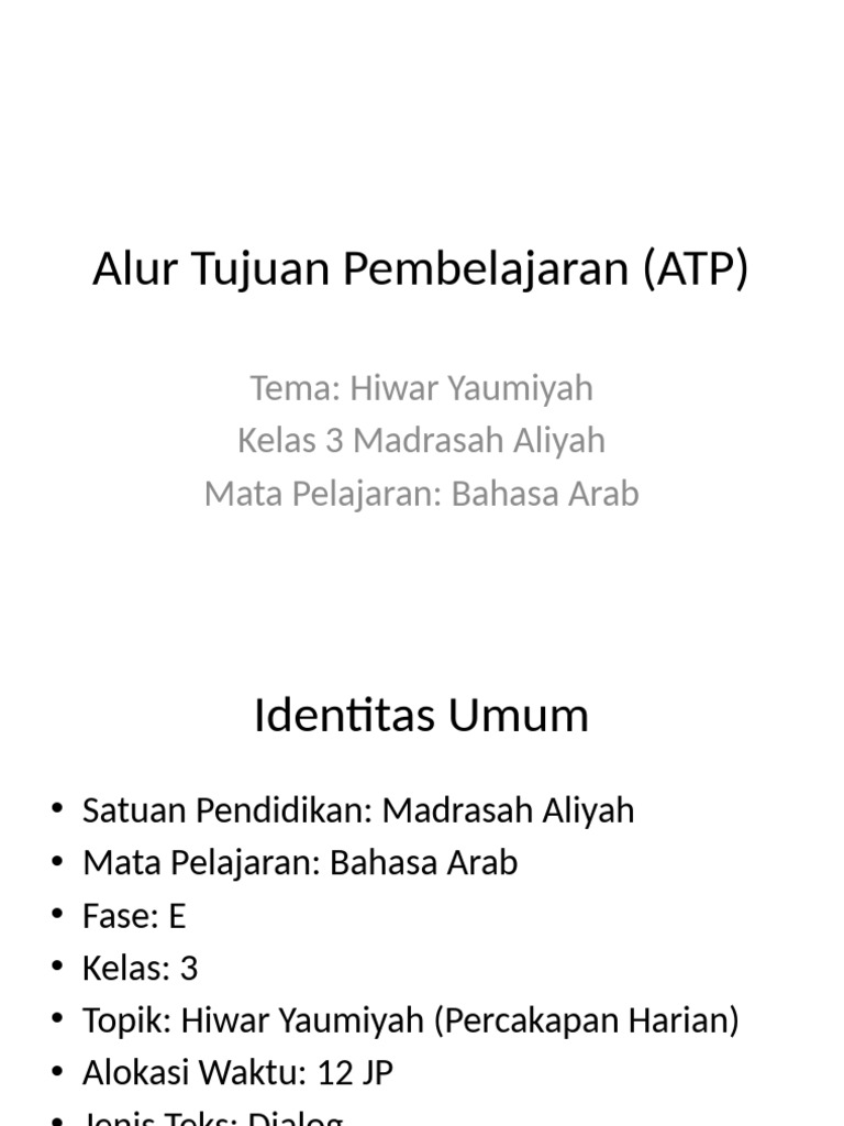 ATP Hiwar Yaumiyah Kelas3 MA | PDF