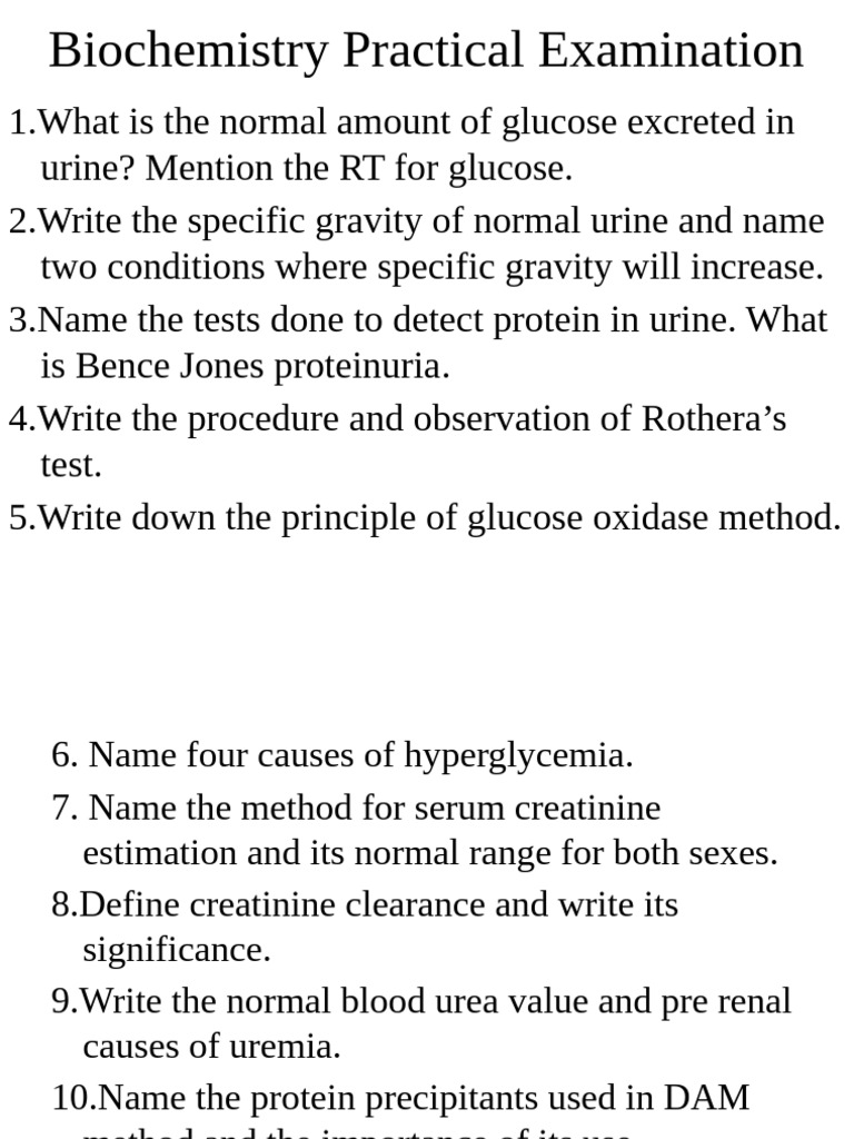 Biochemistry Practical Examination | PDF