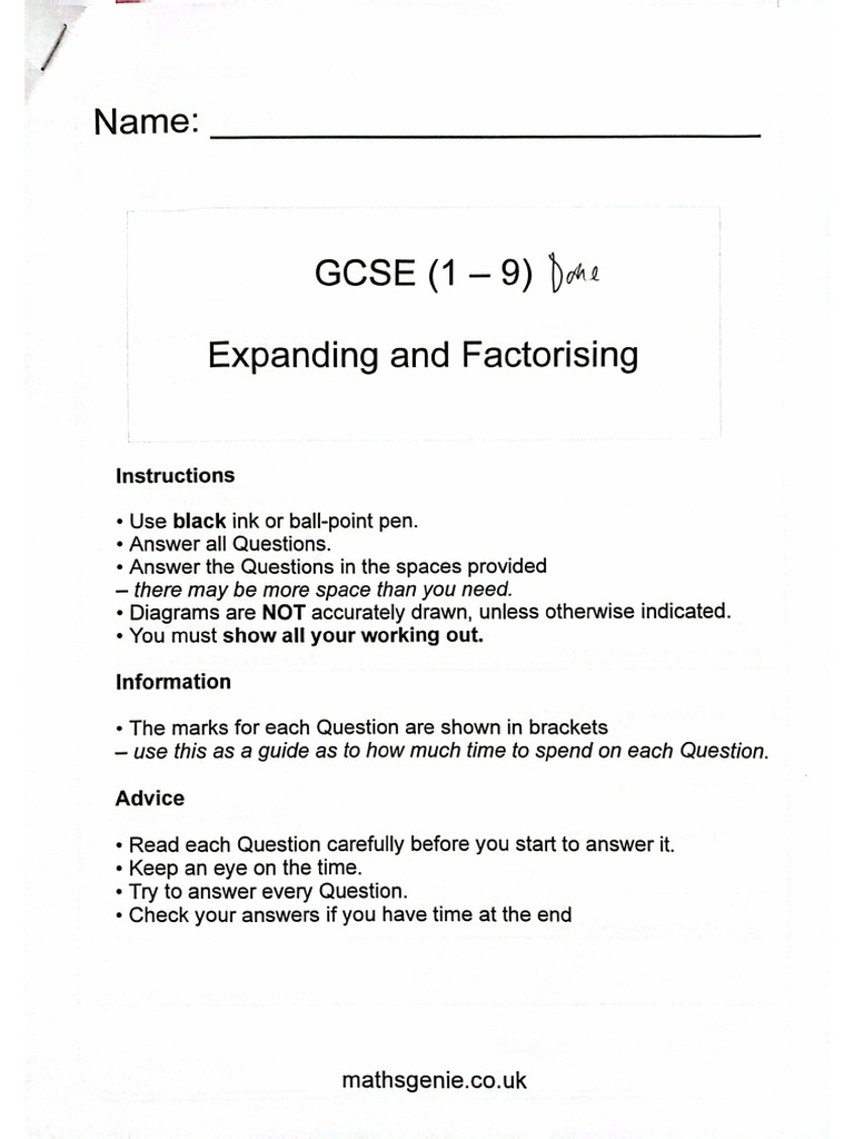 GCSE Expanding and Factorizing Solved | PDF