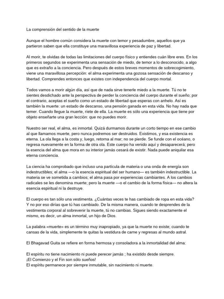 La Comprensión Del Sentido de La Muerte | PDF | Muerte | Alma