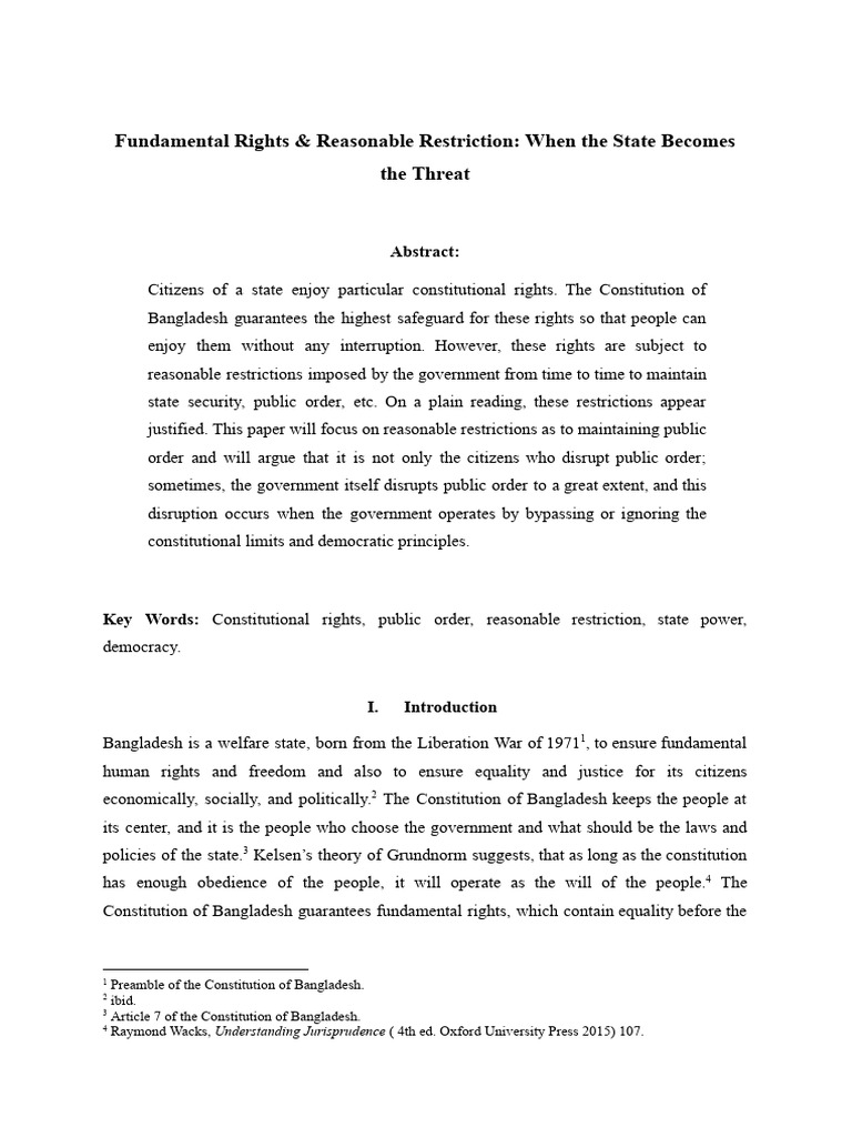 Fundamental Rights & Reasonable Restriction - When The State Becomes ...