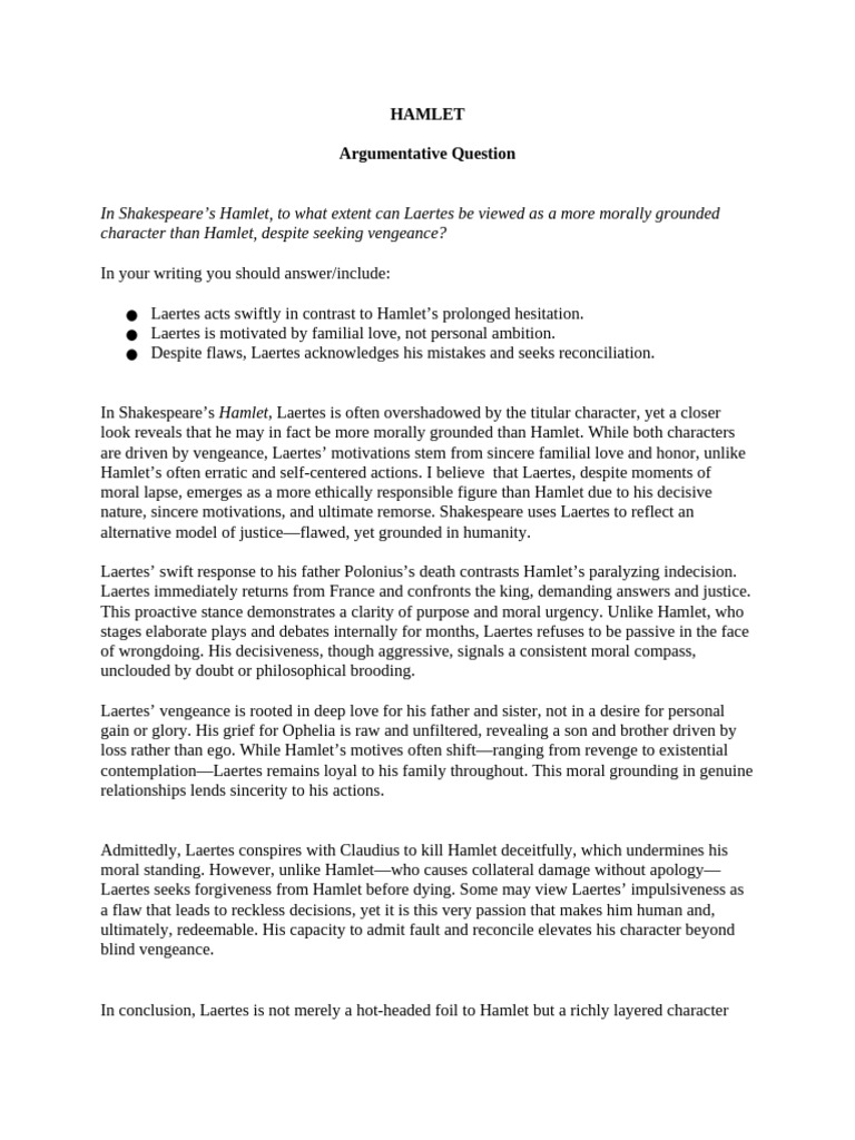 Hamlet - Argumentative Writing | PDF | Hamlet | Forgiveness