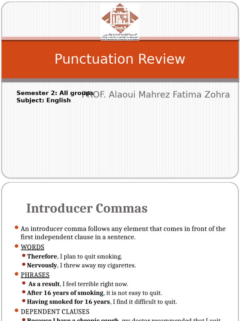 5 Punctuation Review | PDF | Comma | Clause