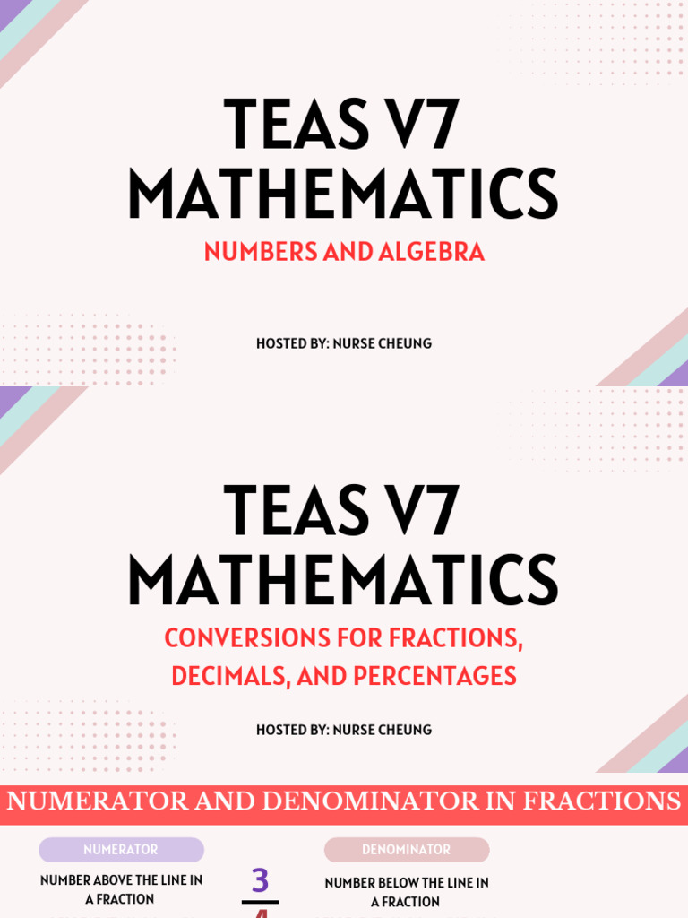 ATI TEAS V7 NURSE CHEUNG Math PowerPoint V2 | PDF | Percentage | Decimal