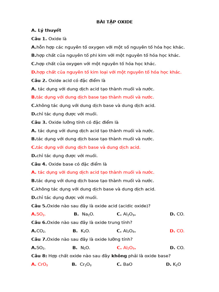 Bài Tập Oxide | PDF