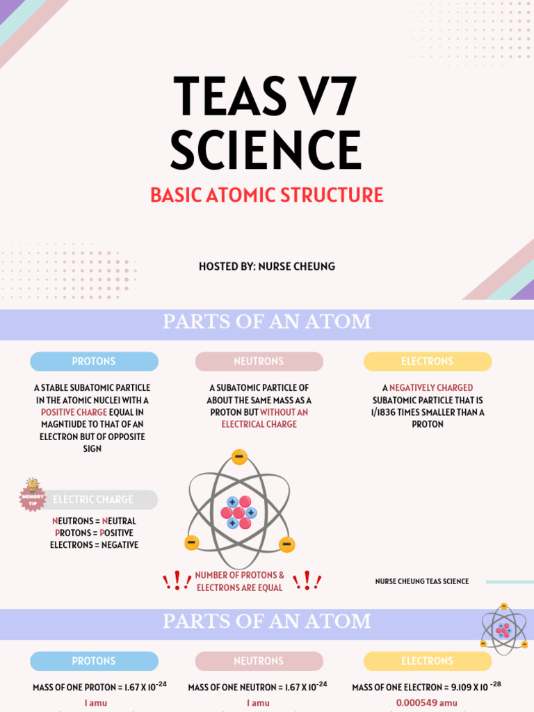 TEAS V7 Science: Atomic Structure Guide | PDF | Ion | Atoms