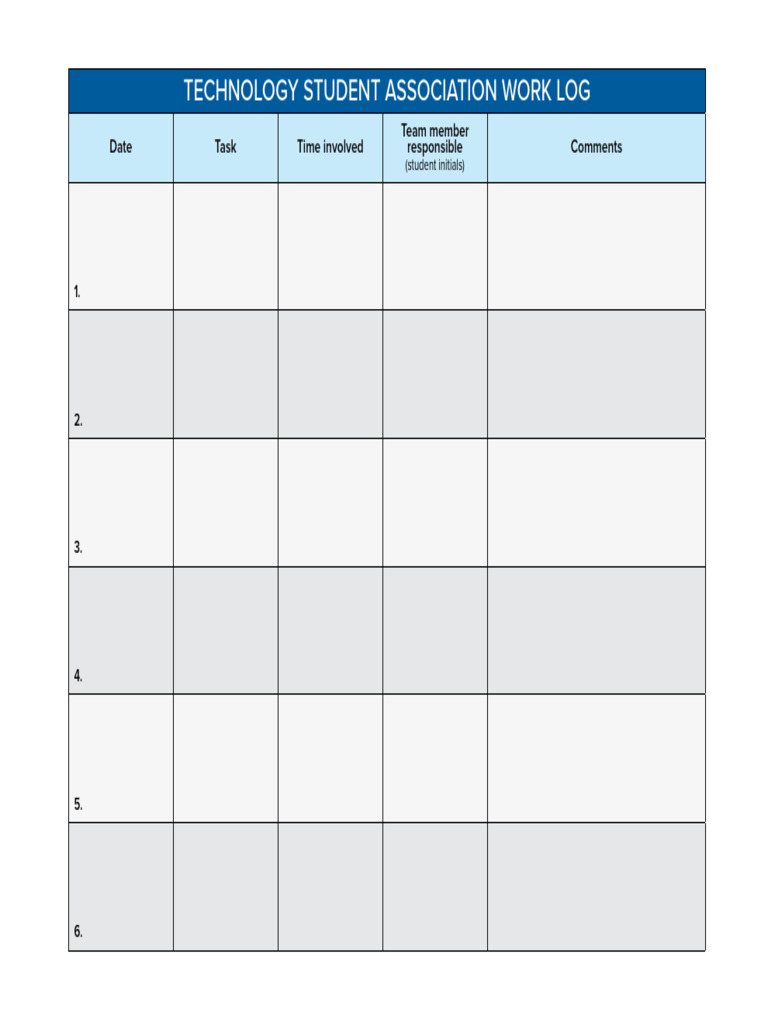 TSA Work Log for Team Members | PDF
