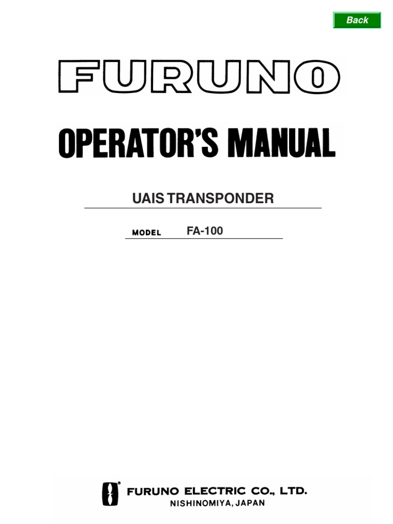 FA100 Operator's Manual K4 9-7-05 | PDF | Water Transport | Telecommunications