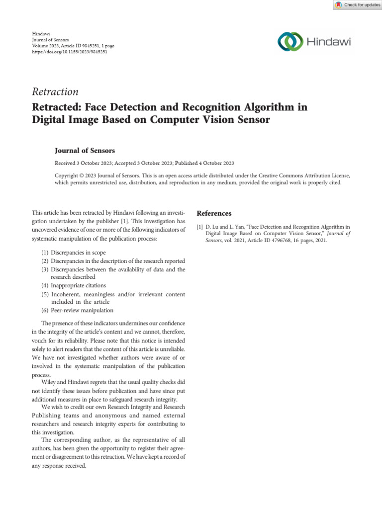 Journal of Sensors - 2023 - Sensors - Retracted Face Detection and Recognition Algorithm in ...