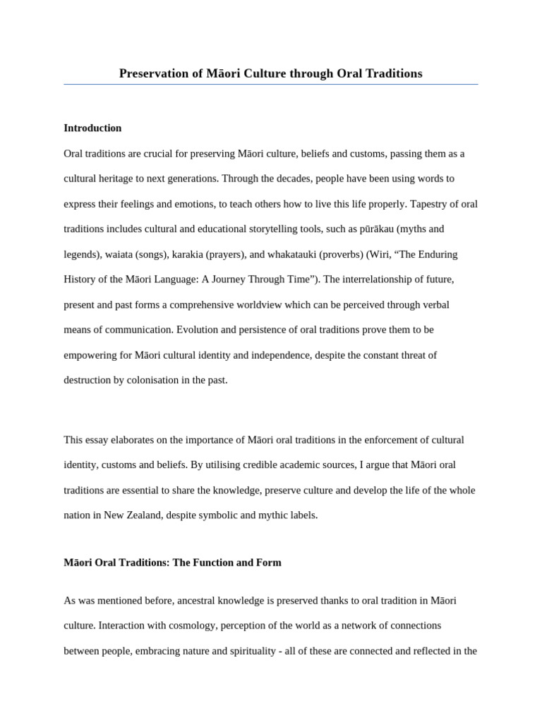 Māori Oral Traditions and Cultural Preservation | PDF | Oral Tradition ...