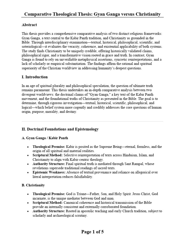 Comparative Theological Thesis: Gyan Ganga Versus Christianity | PDF ...