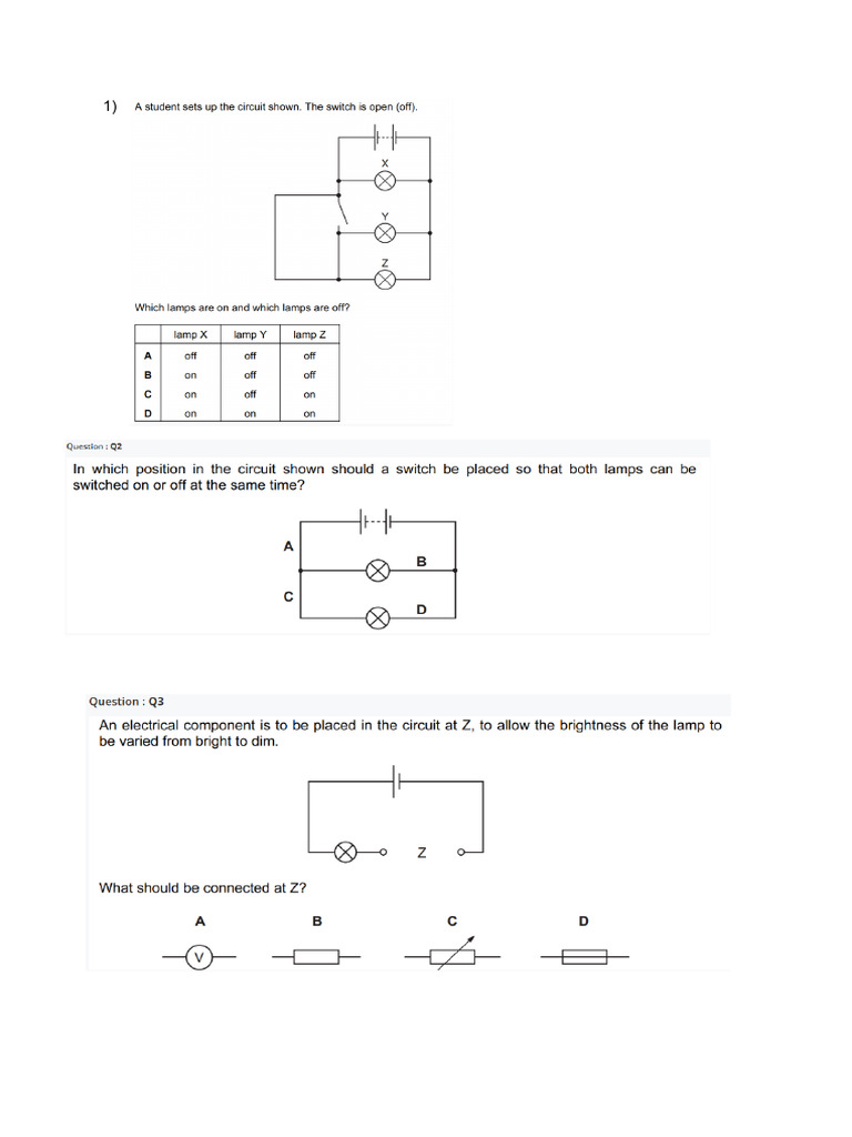 Electricity pt.1 MCQ QP | PDF