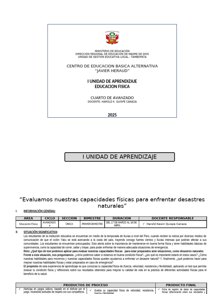 02 UNIDAD APRENDIZAJE 01 EPT 4 Avanzado | PDF | Enseñando | Aprendizaje