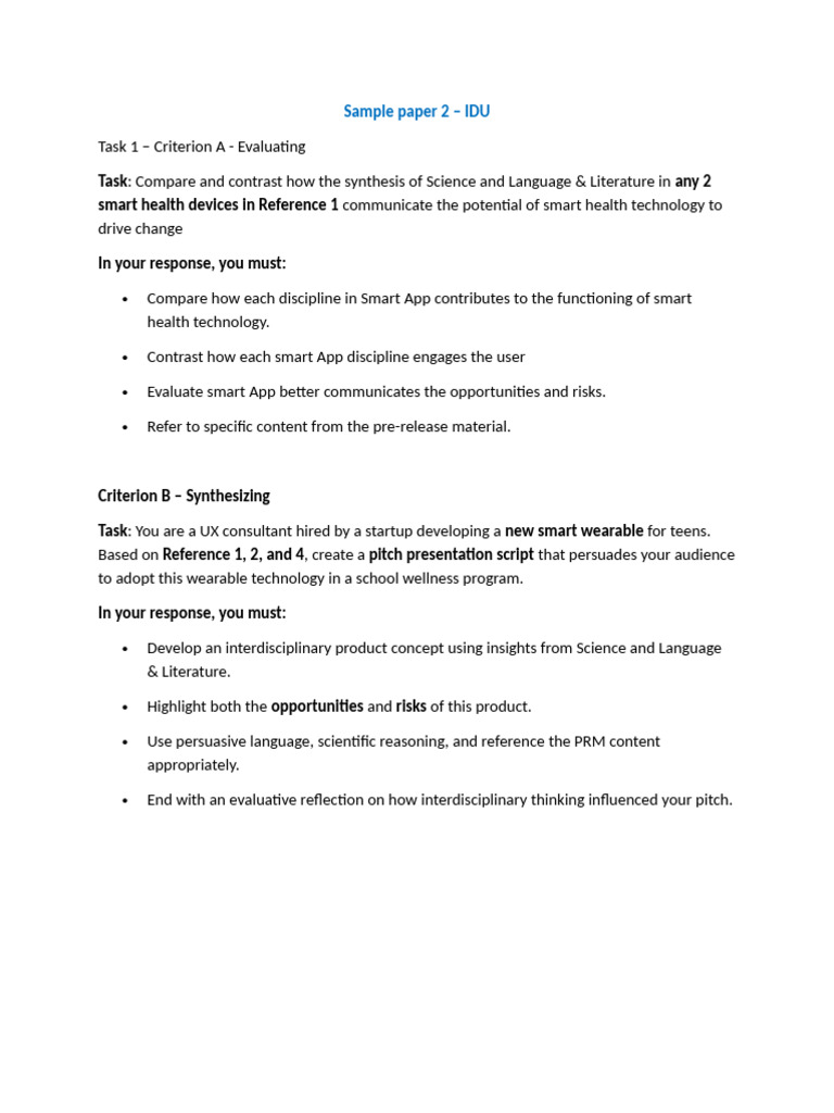 IDU Sample Paper 2 For Practice | PDF
