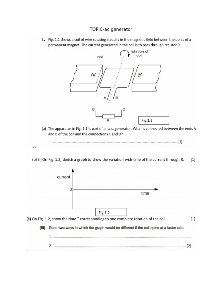 Ac Generator Worksheet | PDF