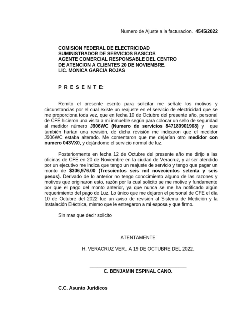 Escrito para Cfe | PDF