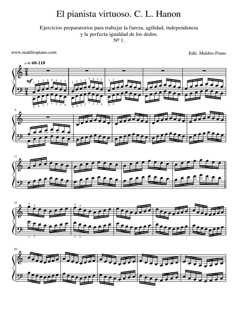 El Pianista Virtuoso-1-C. L. Hanon | PDF | Teoría musical | Formas musicales