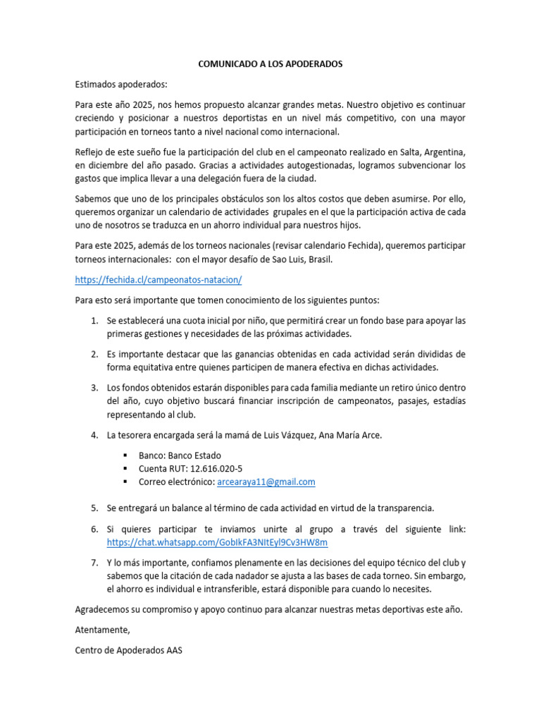 Comunicado a Los Apoderados 05.2025 | PDF