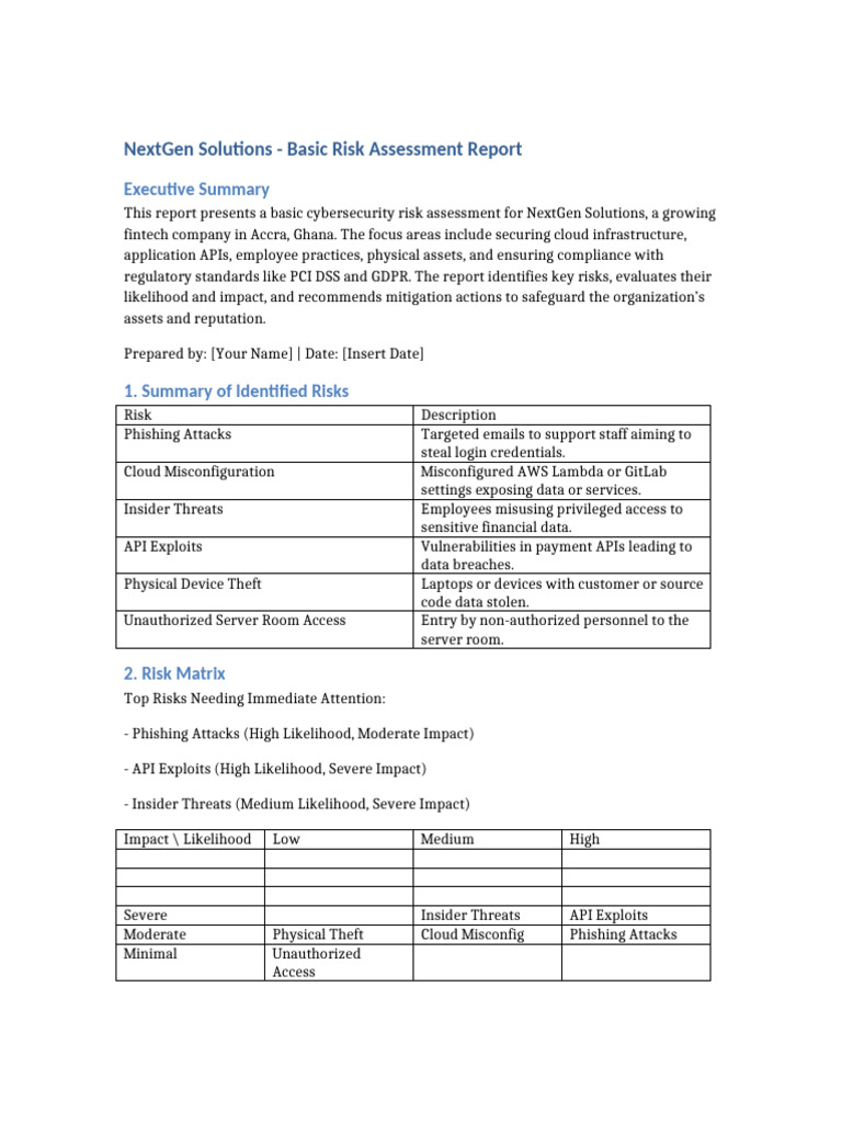 Next Gen Solutions Risk Assessment | PDF | Phishing | Computer Security