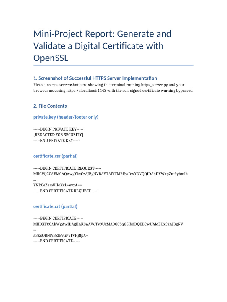 OpenSSL Digital Certificate Report | PDF