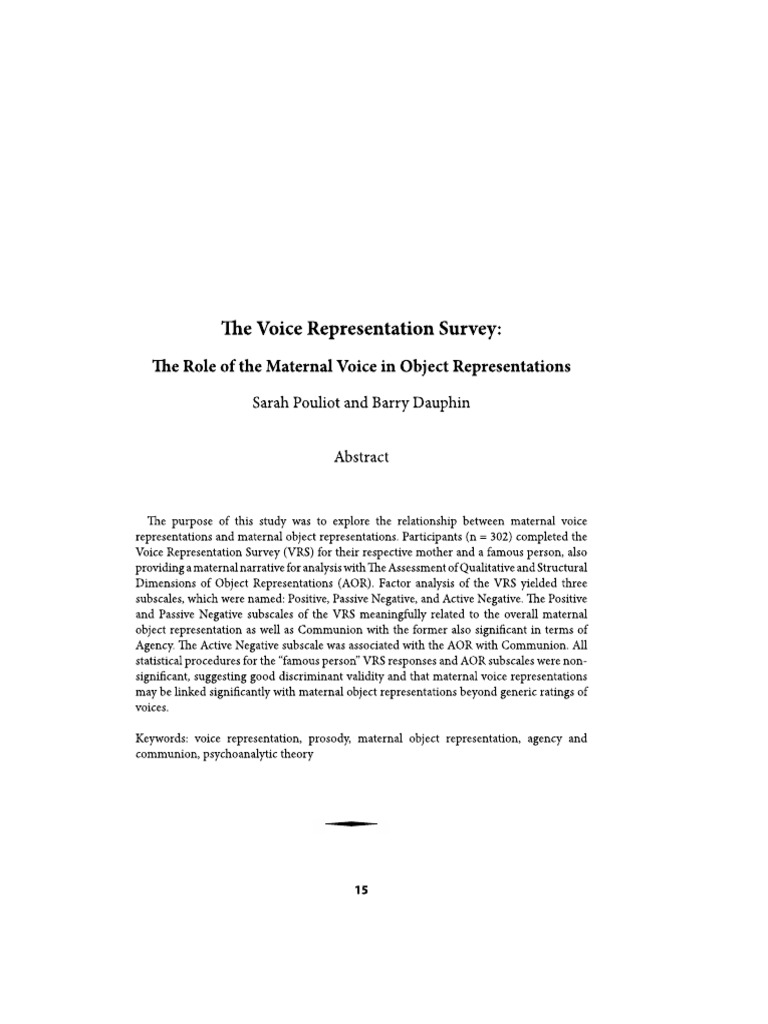 Voice Representation Survey | PDF