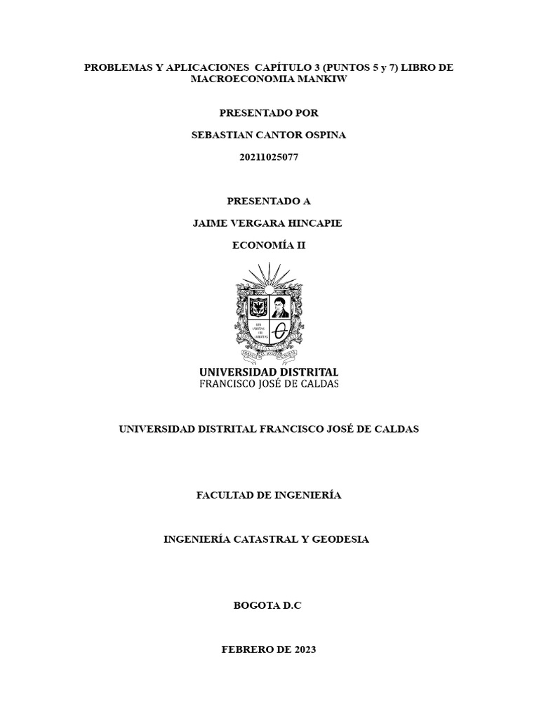 Problemas y Aplicaciones Capitulo 3 Ejercicios 5 y 7 | PDF | Ahorro | Salario