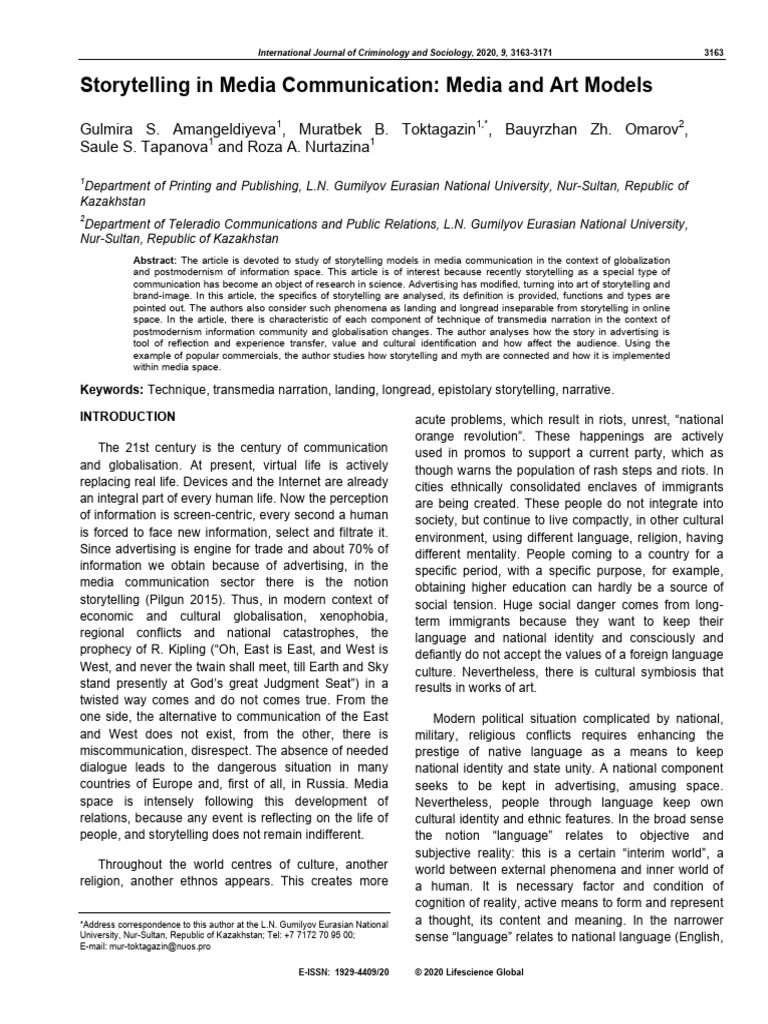 Storytelling Models in Media Communication | PDF | Storytelling | Narrative