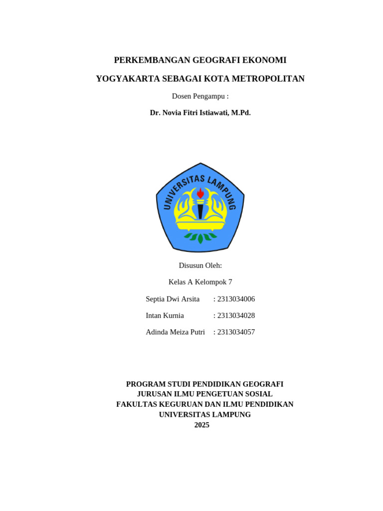 Yogyakarta: Kota Metropolitan Berkembang | PDF