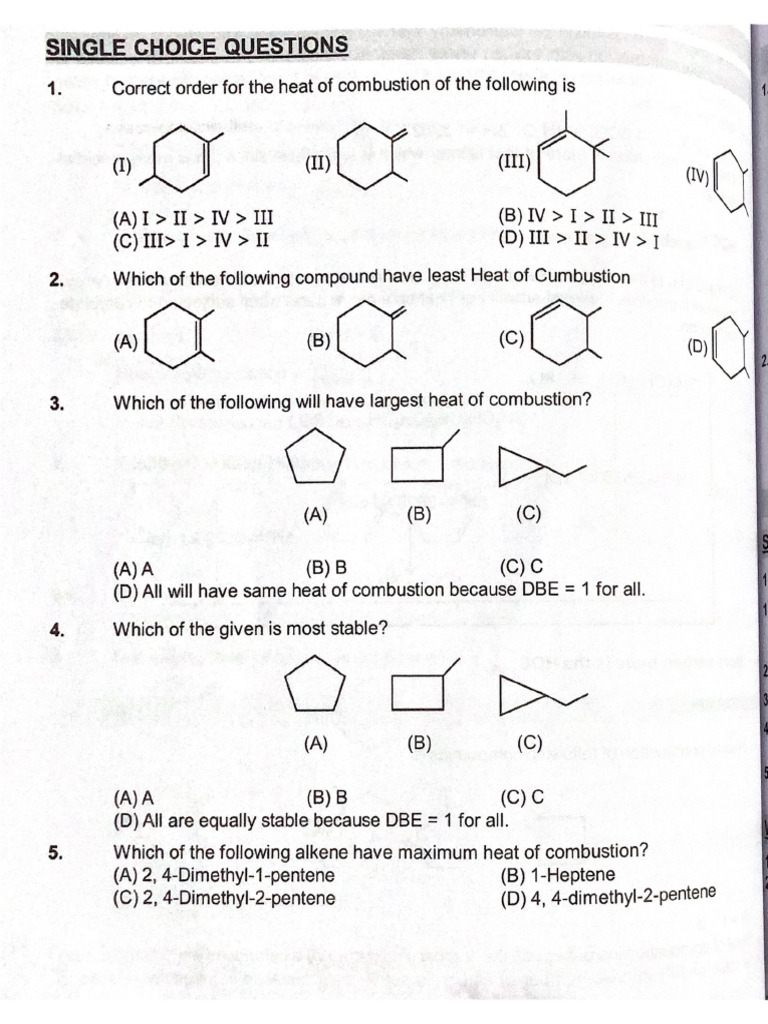 Choice Questions: (A) I Ii Iv Iii | PDF | Atoms | Physical Sciences