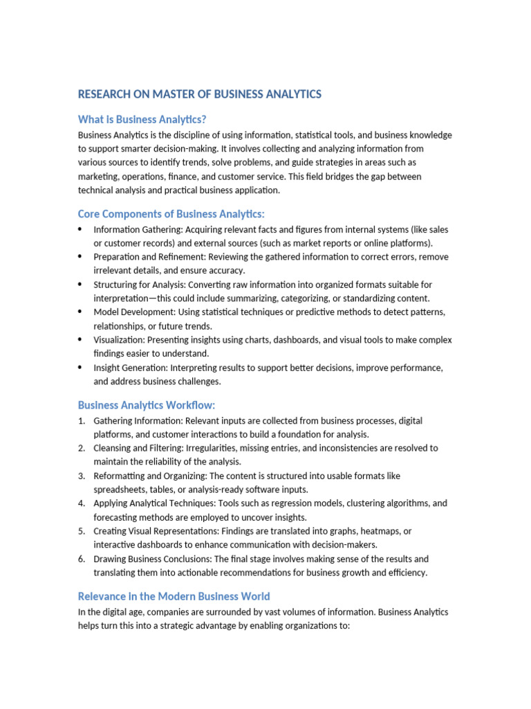 Master of Business Analytics Research | PDF | Analytics | Data Analysis