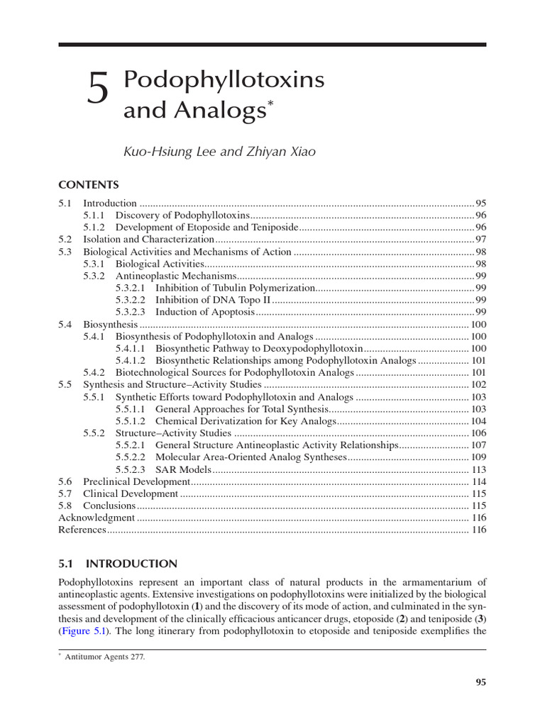 05 Podophyllotoxins and Analogs | PDF | Chemotherapy | Natural Products