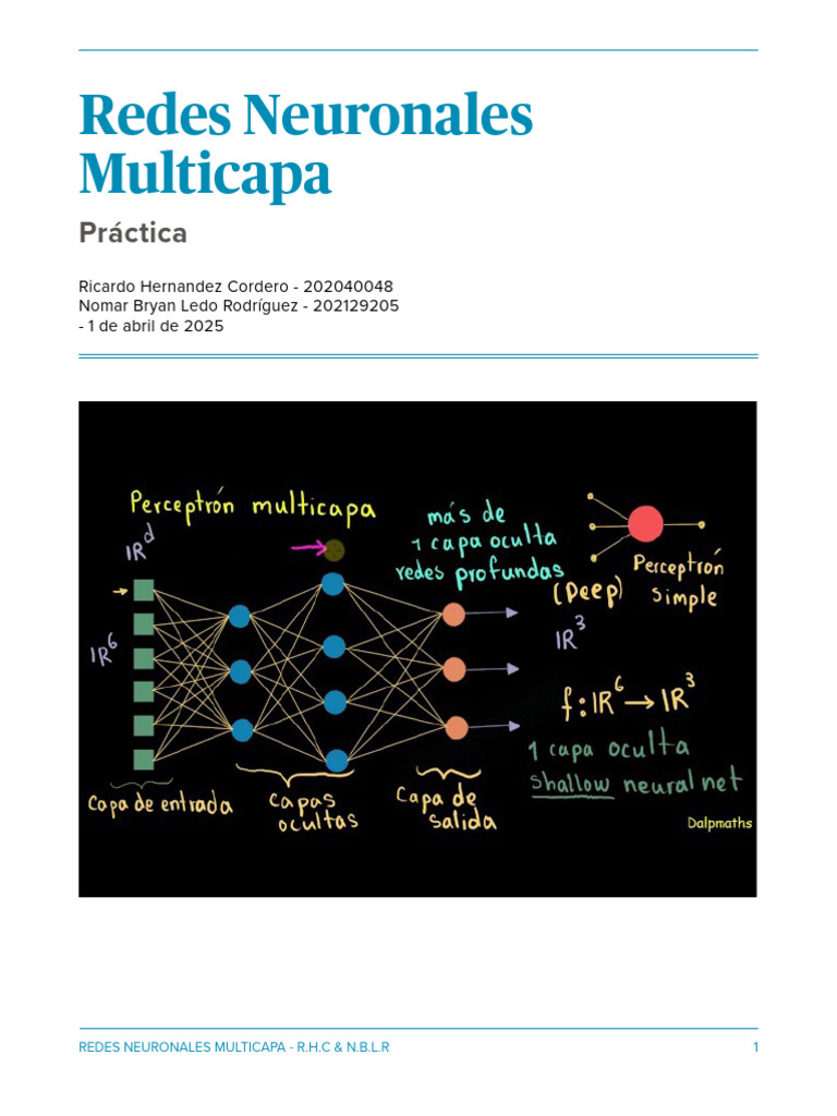 Redes Neuronales Multicapa | PDF | Neurona | Aprendizaje automático