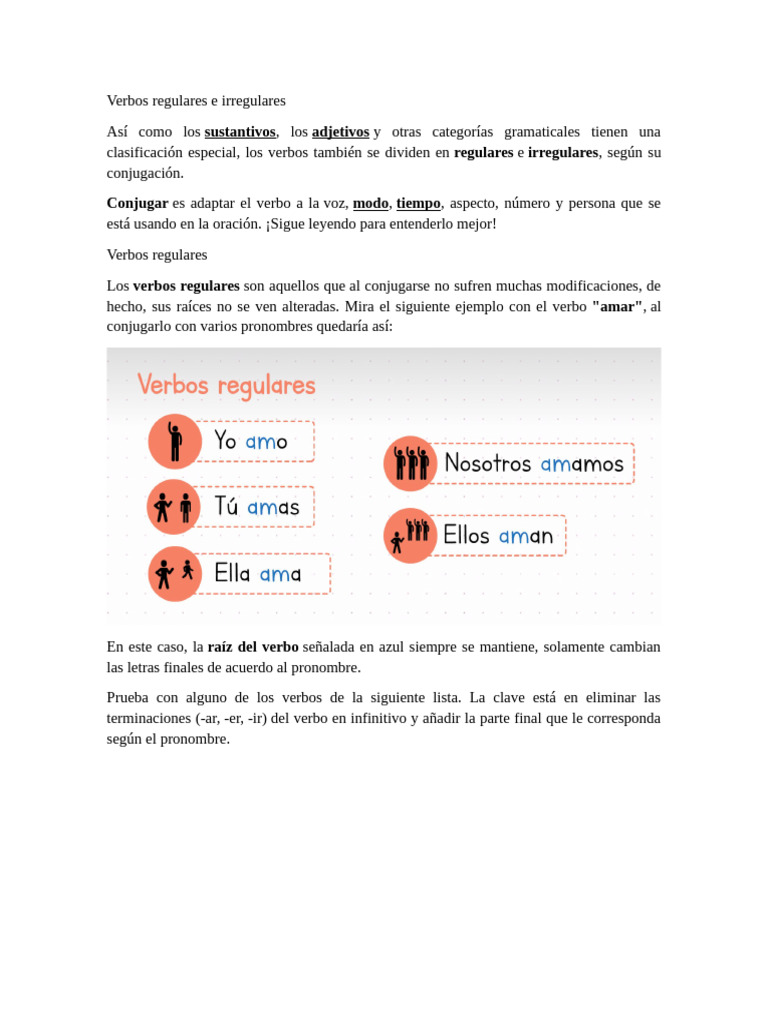 Verbos Regulares e Irregulares | PDF | Ensayos | Verbo