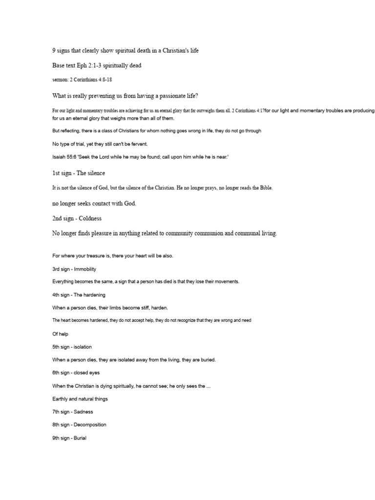 9 Signs That Clearly Show Spiritual Death in A Christian's Life Base ...