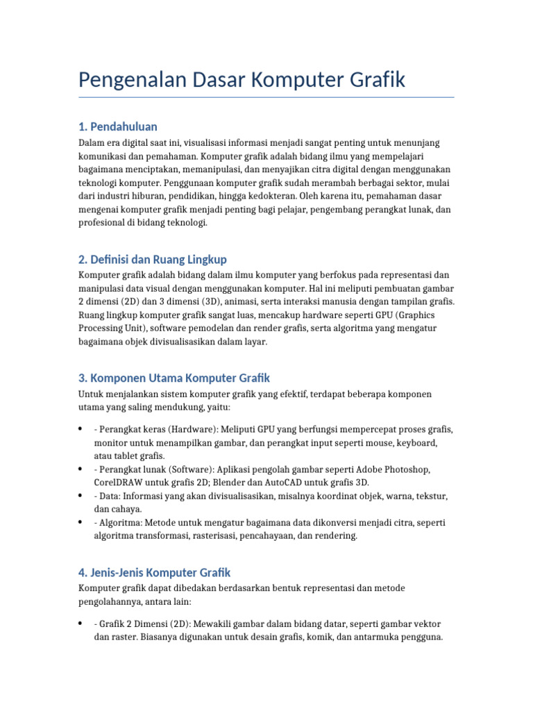 Makalah Pengenalan Dasar Komputer Grafik Lengkap | PDF