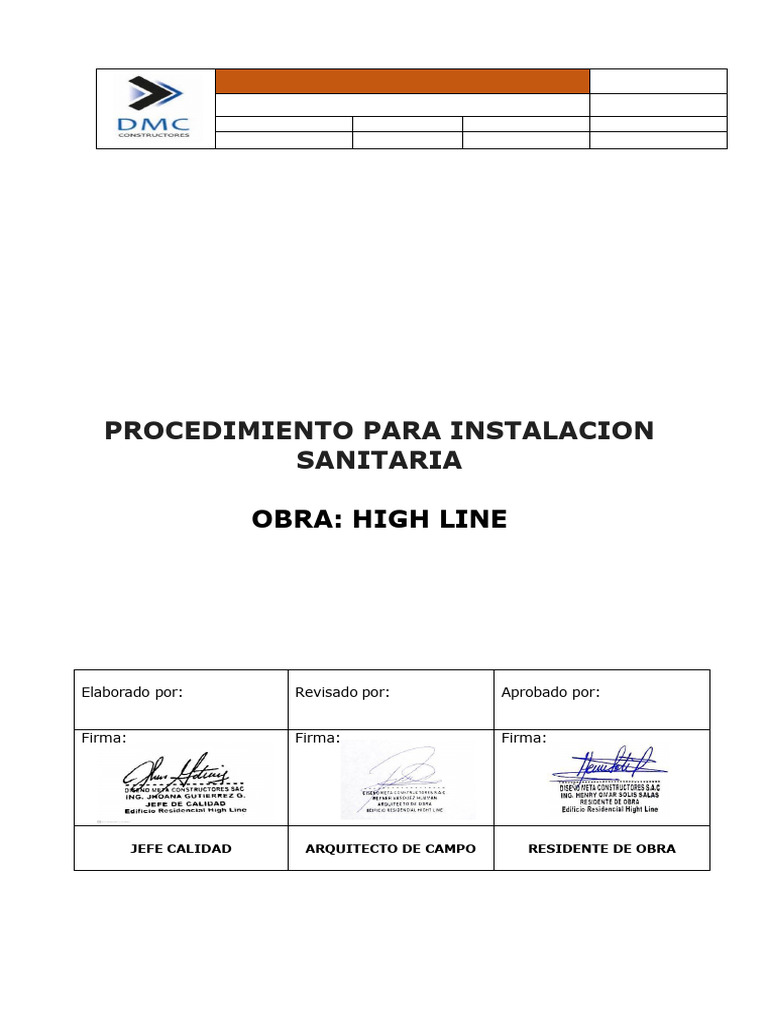 CAL-PROC-001-IISS Instalacion de Sanitaria | PDF | Tubería (transporte de fluidos) | Sistema de ...