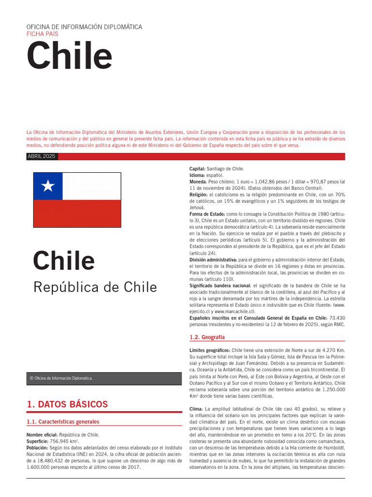 Chile: Datos Básicos y Geografía | PDF | Chile | Universidad