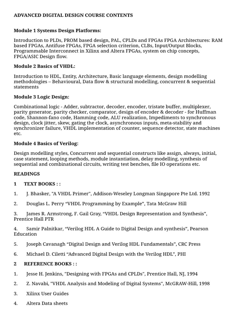 Advanced Digital Design | PDF