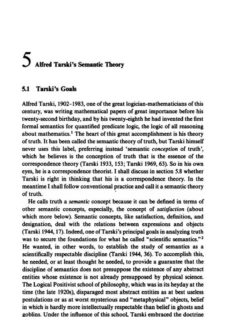 Kirkham - Theories of Truth - Ch. 5 Alfred Tarski's Semantic Theory ...