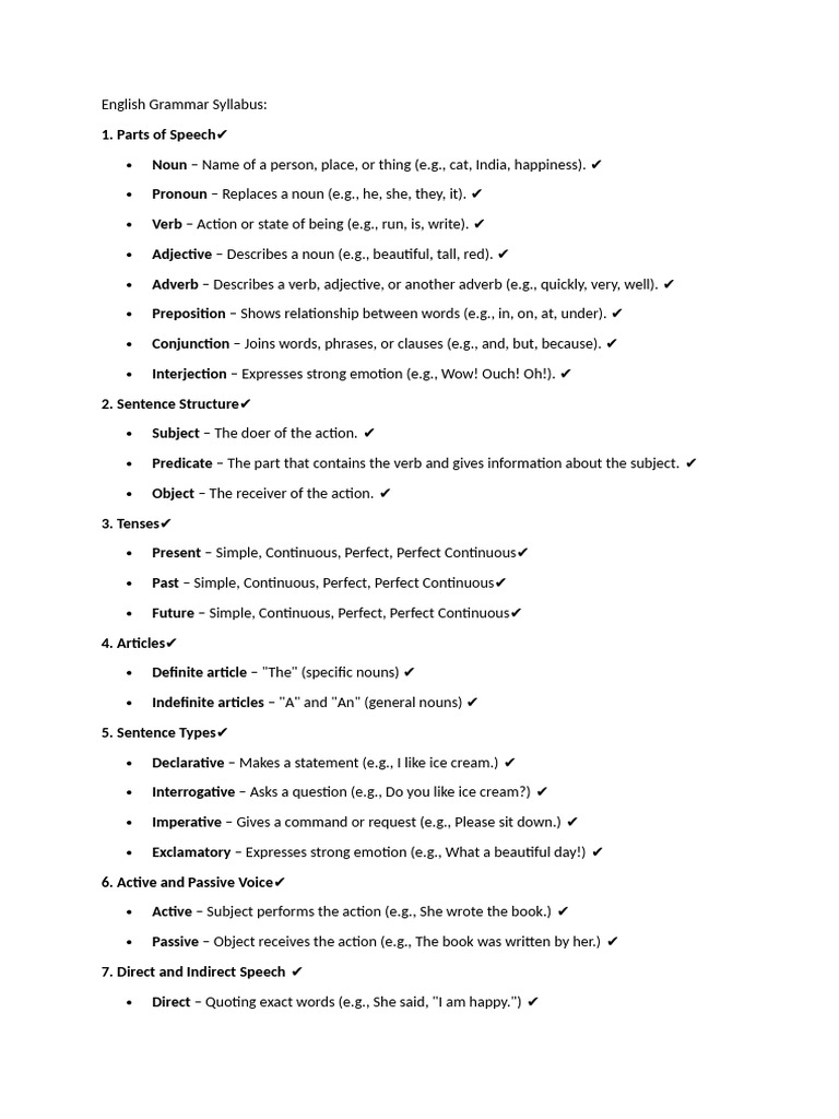 English Grammar Syllabus | PDF | English Grammar | Linguistic Typology