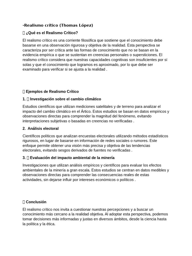 Realismo Critico Filosofía | PDF